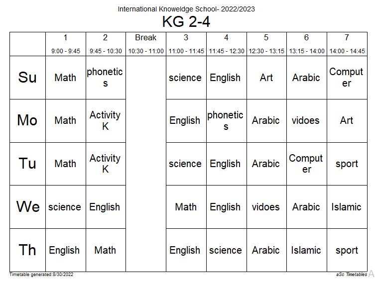International department School schedule – IKPS
